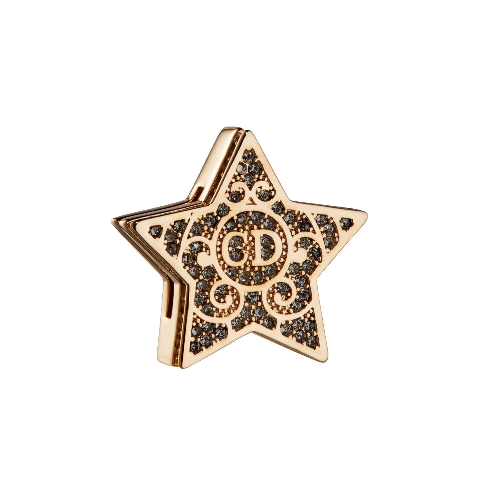My ABCDior Star Badge Pale Gold-Finish Metal and Black Crystals | DIOR