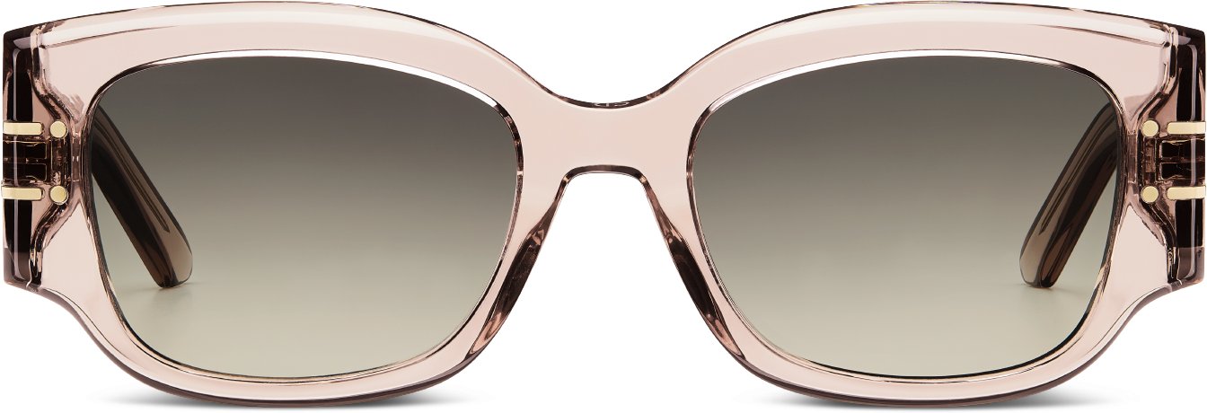 DiorSignature S13I Transparant zandbeige rechthoekige zonnebril | DIOR