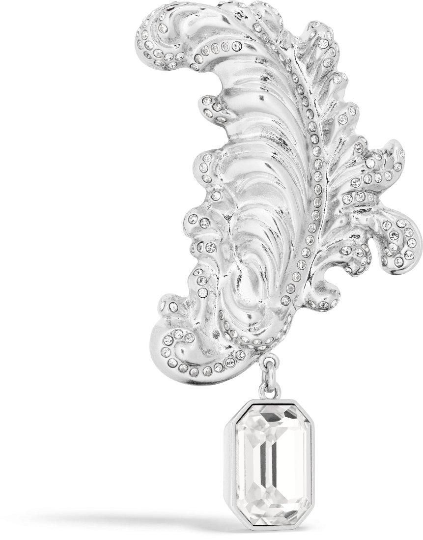 Baroque Brooch White and Gray Resin Pearls and Crystals, White Strass ...