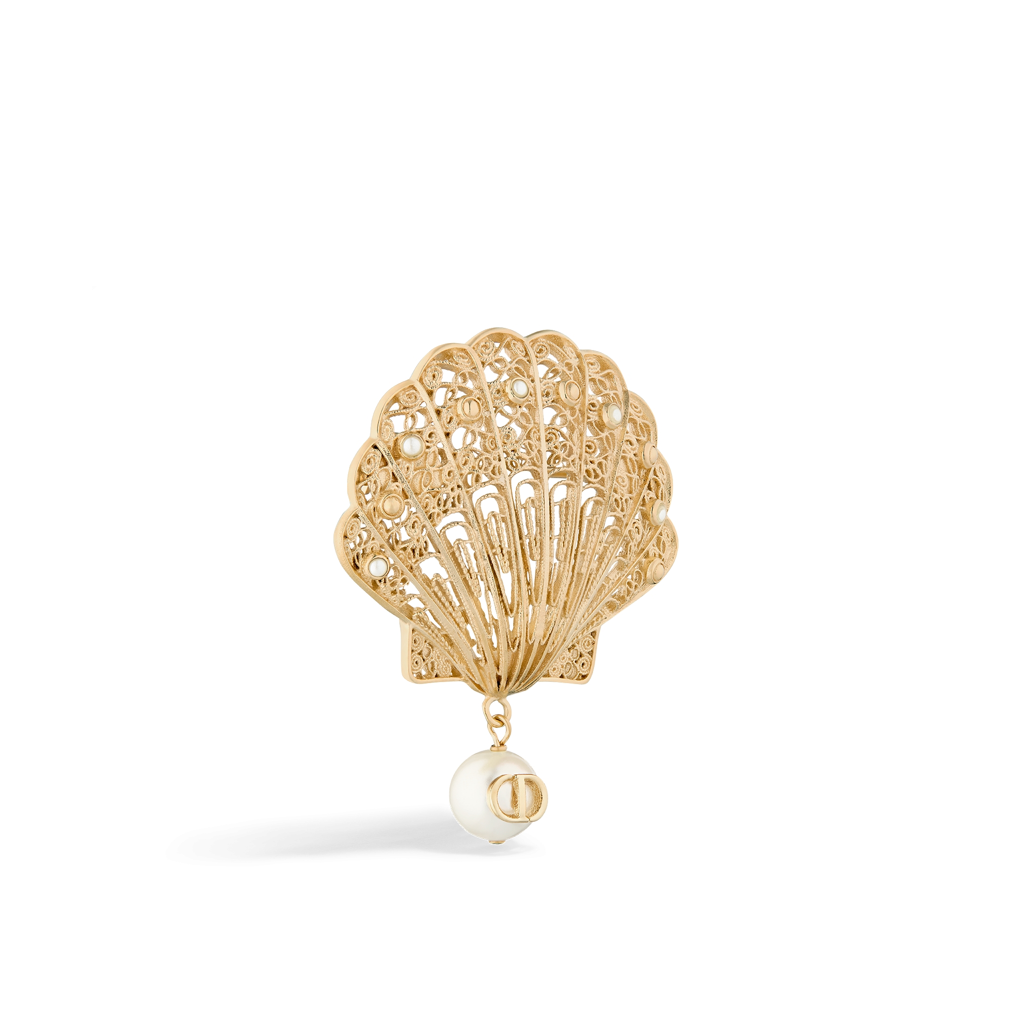 Dior Cabinet de Curiosités Brooch Gold-Finish Metal and White Resin ...