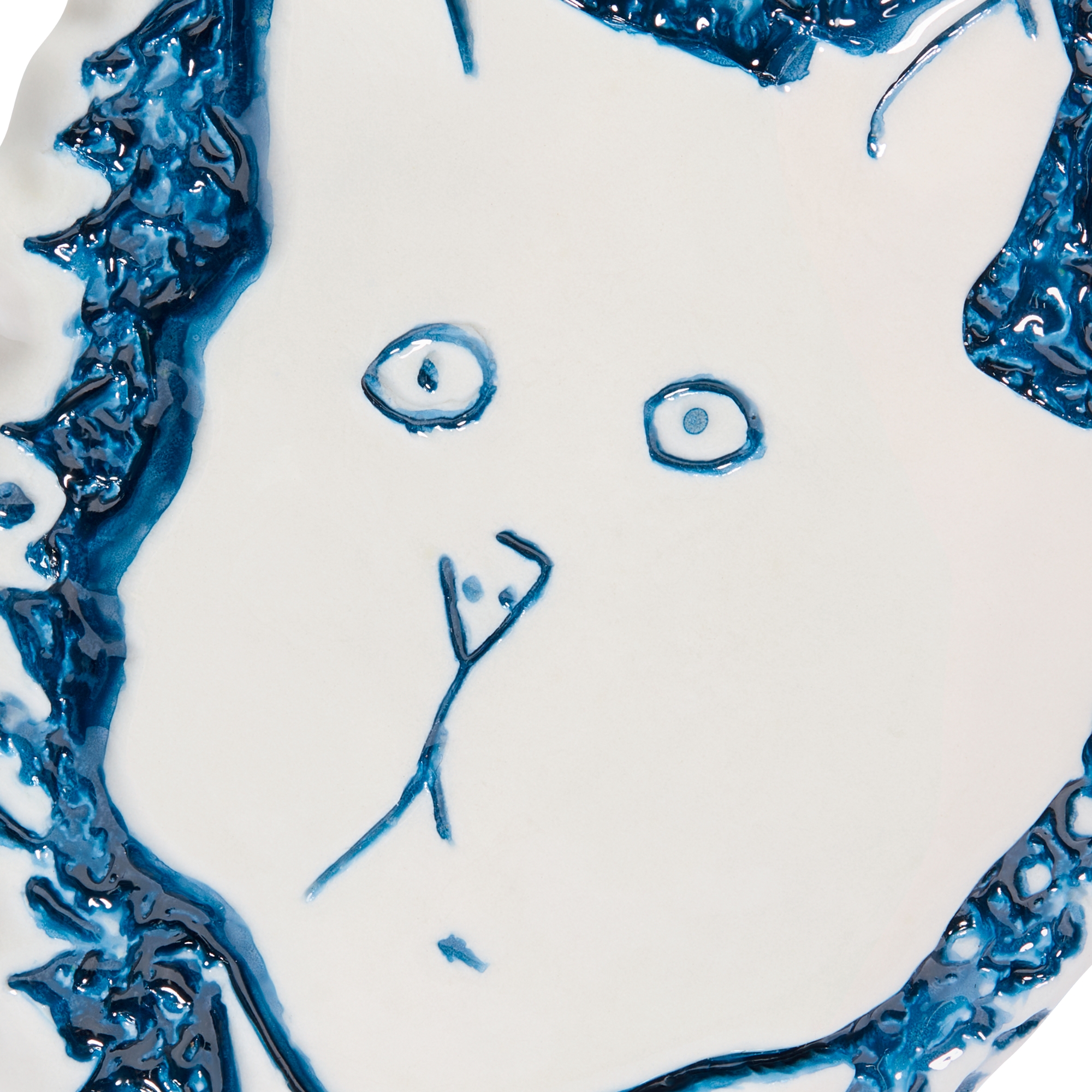 DIOR AND HYLTON NEL Cat Brooch White and Blue Ceramic with Silver ...