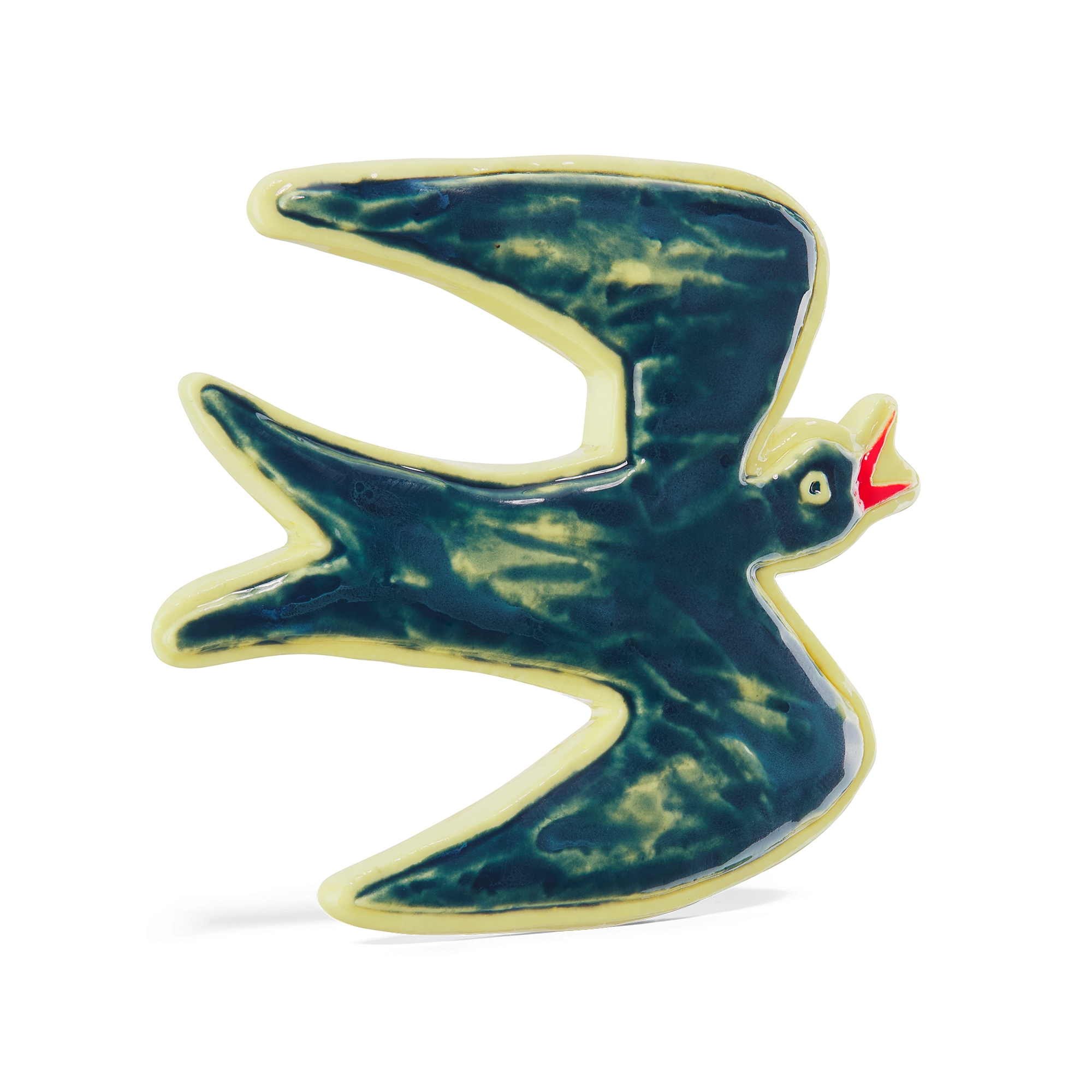 DIOR AND HYLTON NEL Bird Brooch Blue and Yellow Ceramic with Silver ...