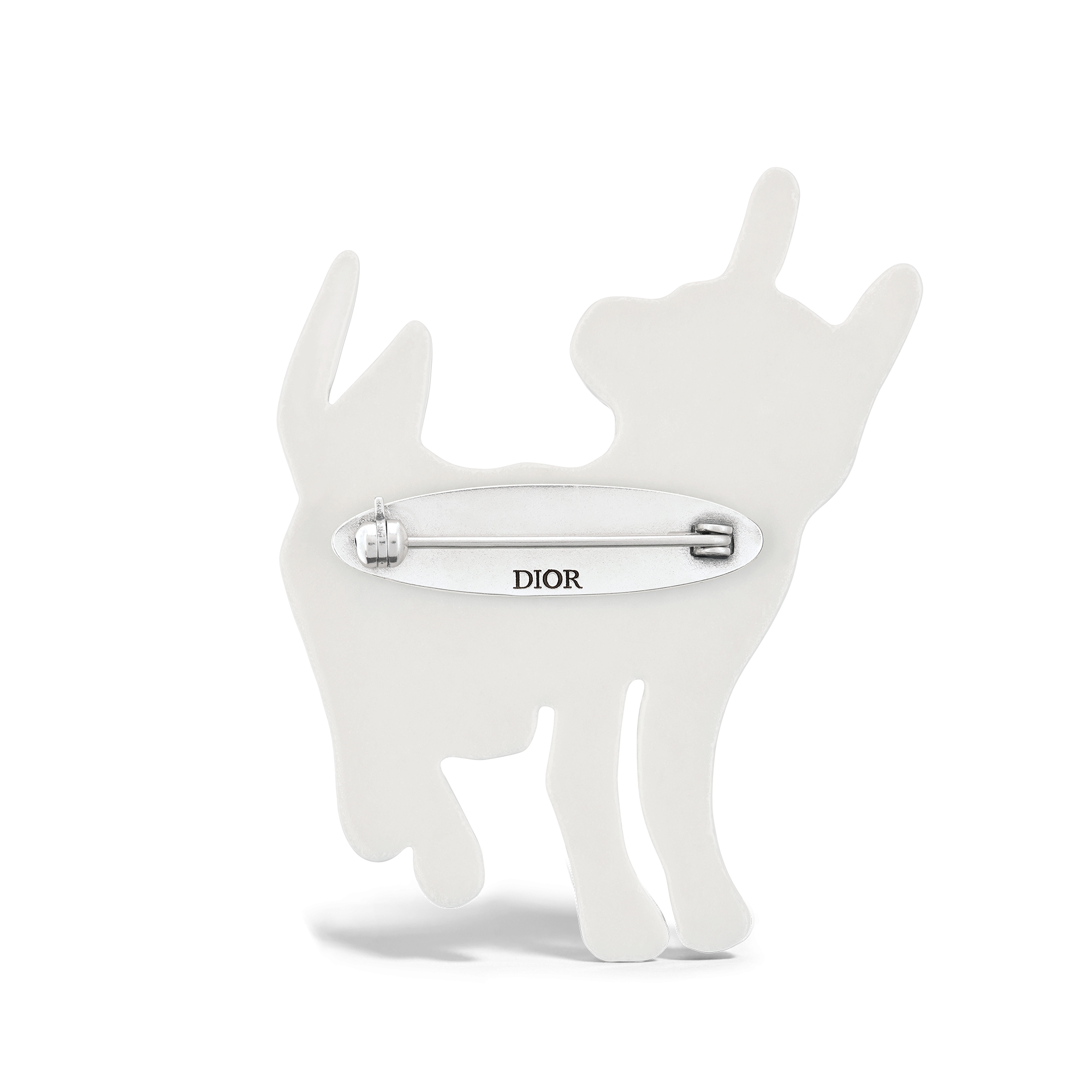 DIOR AND HYLTON NEL Dog Brooch White and Blue Ceramic with Silver ...