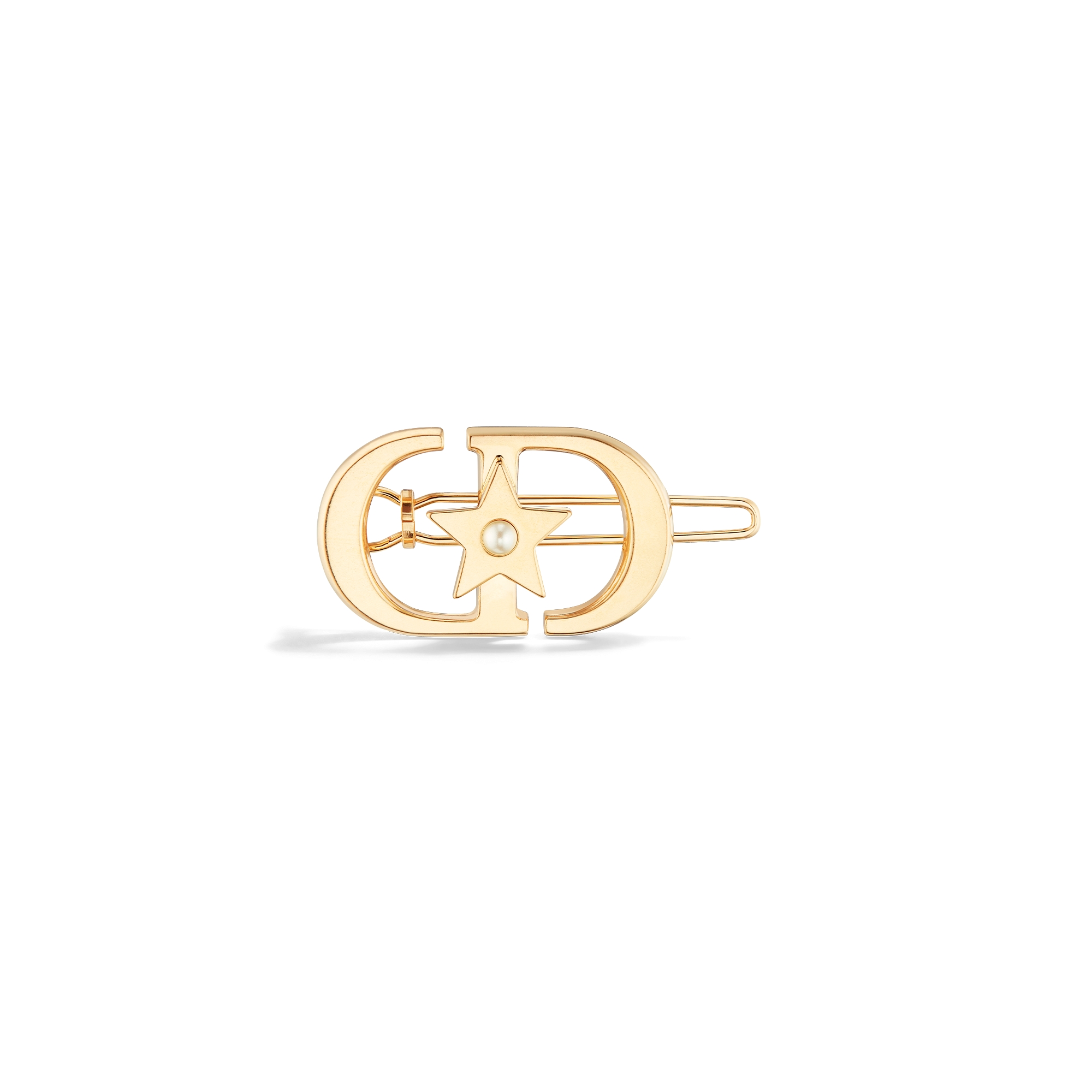 Lucky 30 Montaigne Barrette Gold-Finish Metal and White Resin Pearl | DIOR