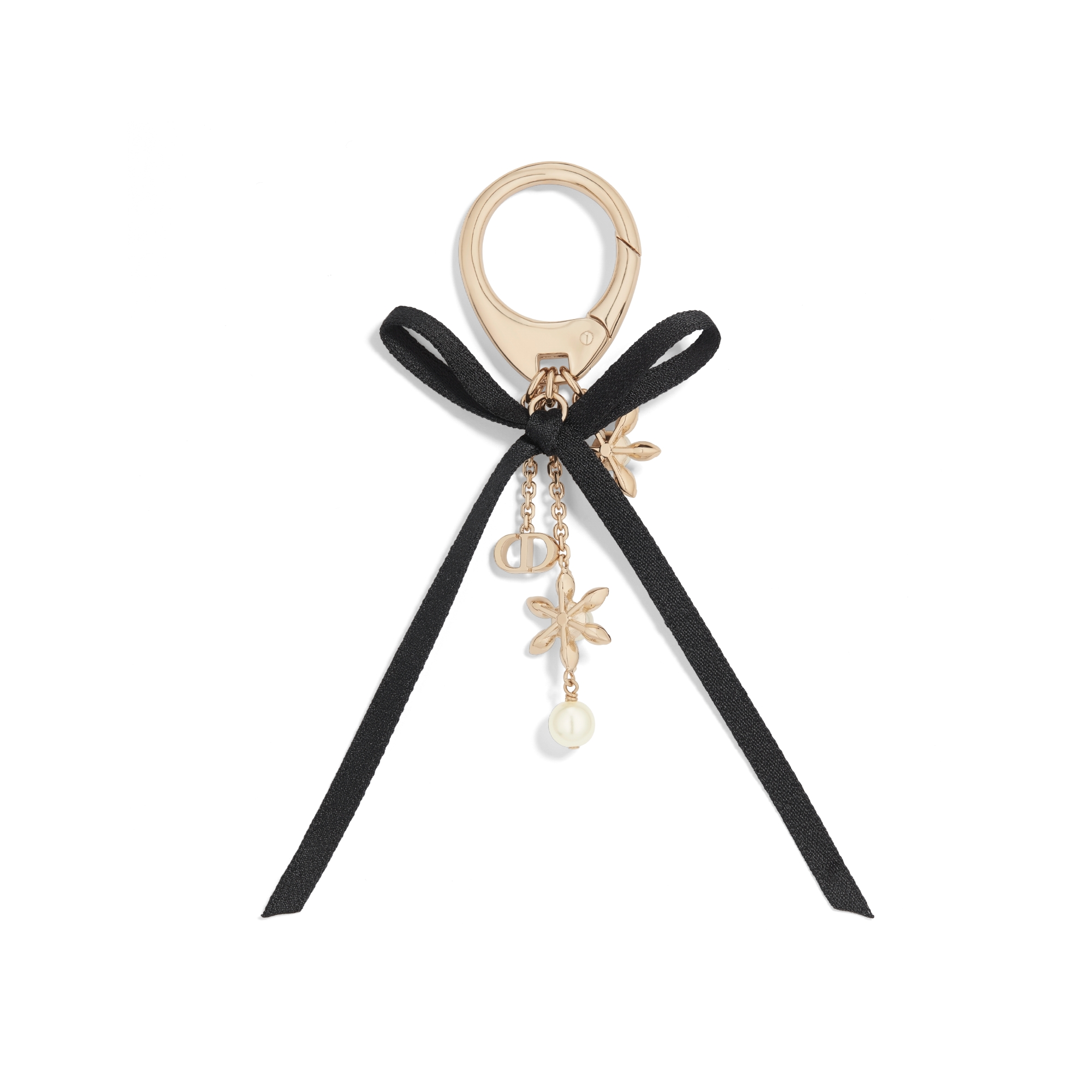 Bloom in Dior Bag Charm Gold-Finish Metal with Black Grosgrain, White ...