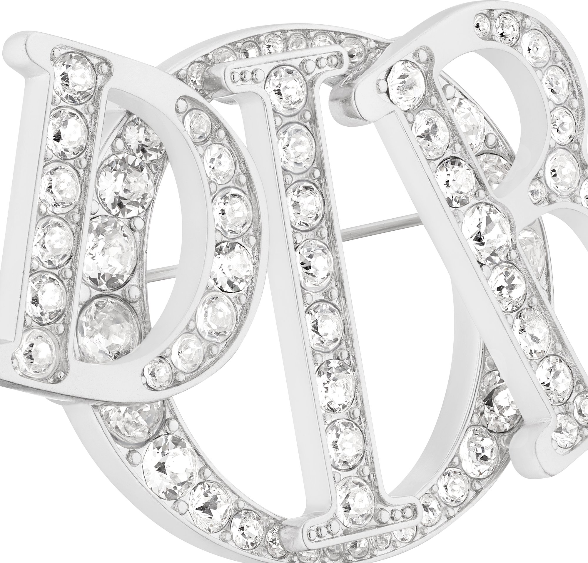 Dior Charm Brooch Silver-Finish Brass and White Crystals | DIOR