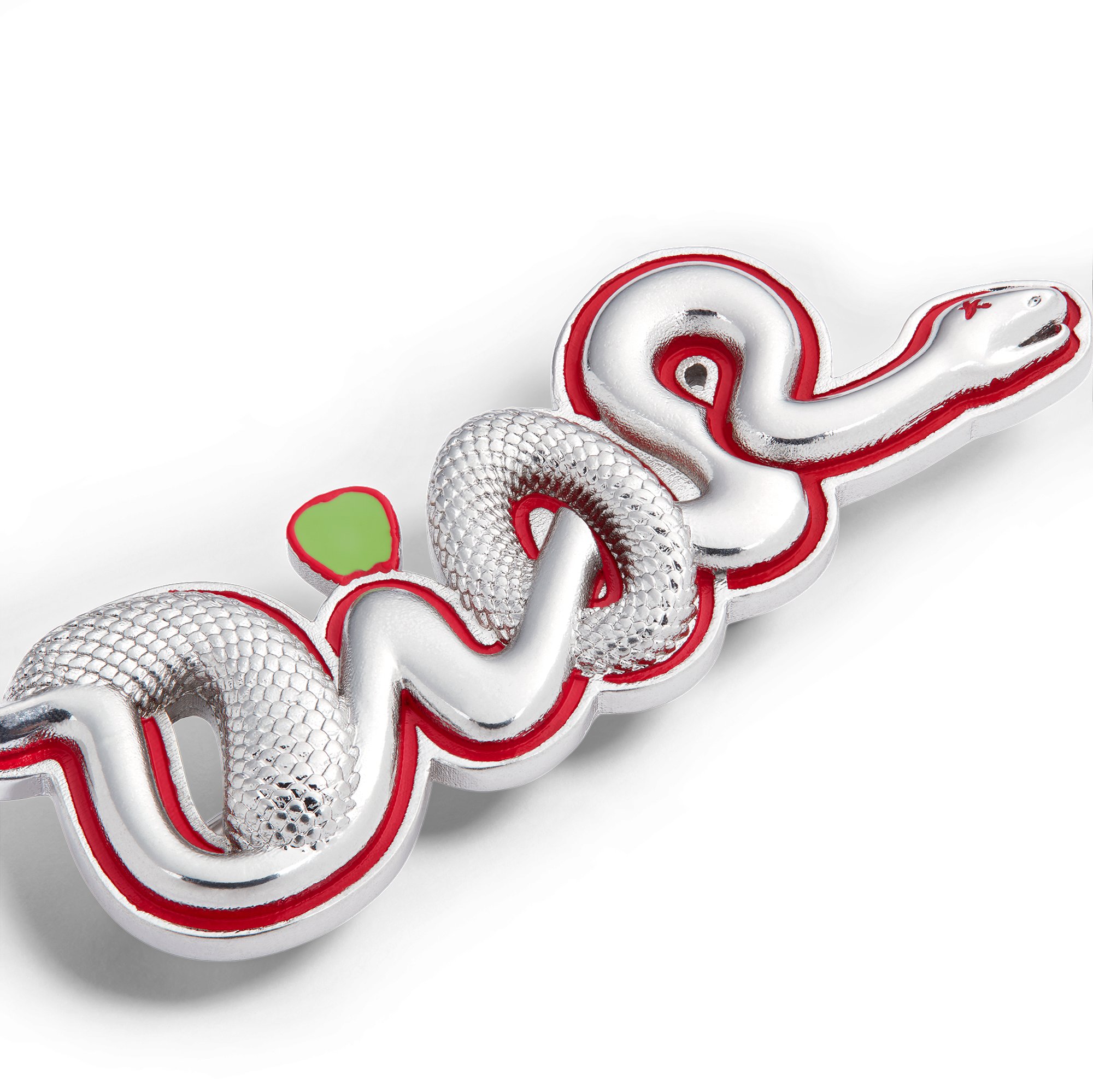 DIOR AND KAWS Brooch Silver-Finish Brass with Vermilion Red and Green ...