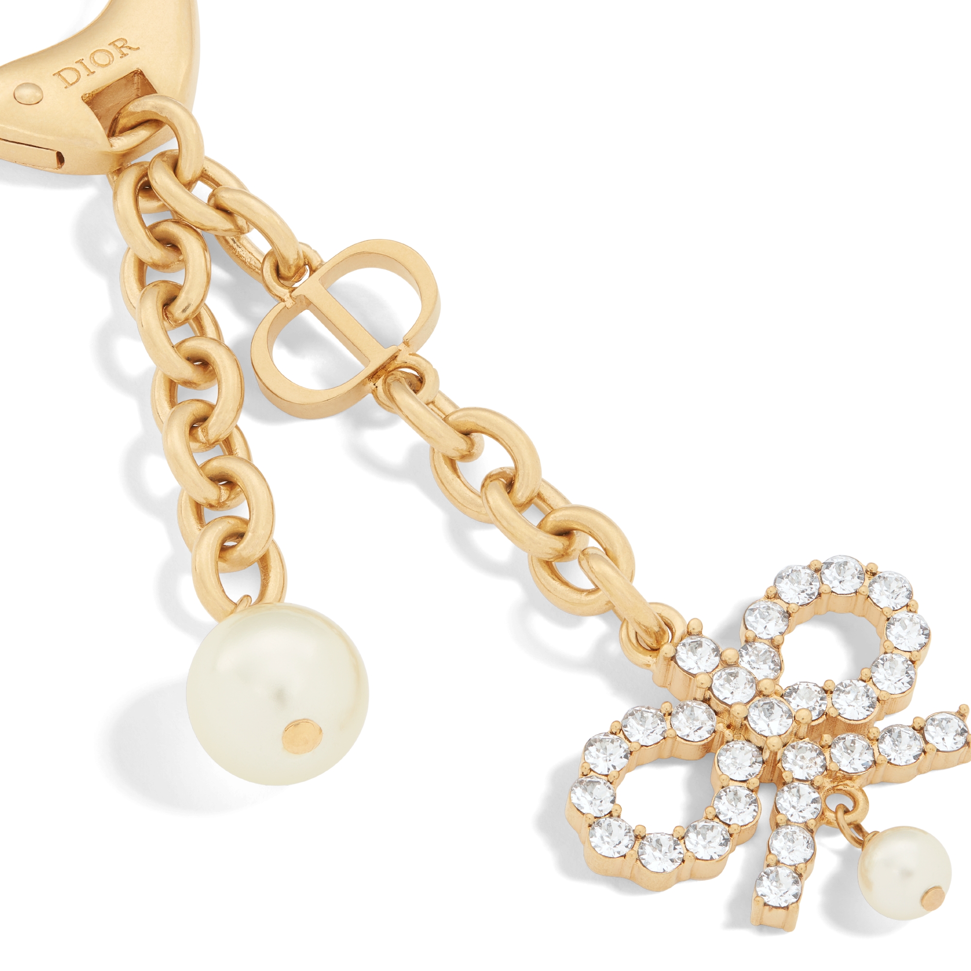 Le Nœud de Dior Bag Charm Gold-Finish Metal with White Resin Pearls and ...